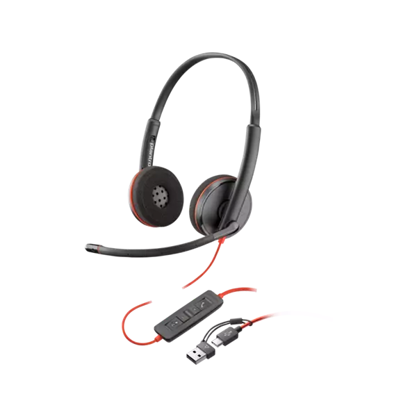 HP Poly Blackwire 3220 USB-C fekete headset + USB-C/A adapter 8X228AA ...