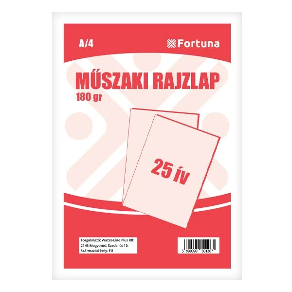 Rajzlap műszaki FORTUNA A/4 180 g 25 íves 01.01453 | pcx.hu