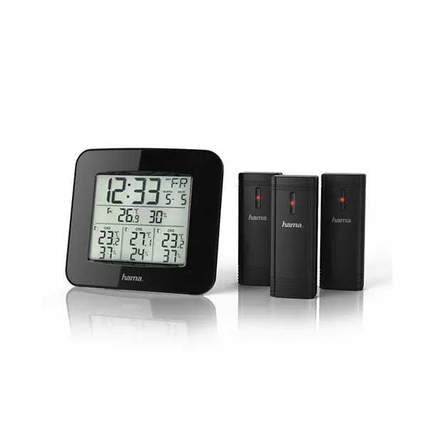 Hama 00186311 EWS-TRIO 3 külső érzékelős fekete időjárás állomás | pcx.hu
