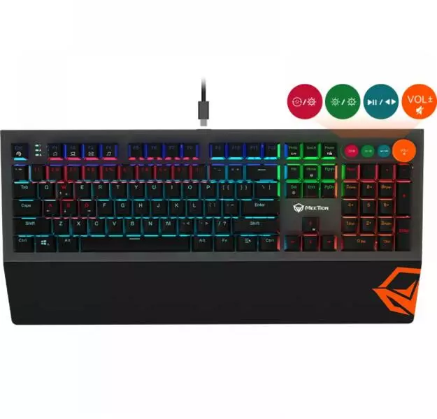 Meetion MK500 gamer mechanikus RGB USB Type-C angol fekete billentyűzet ...