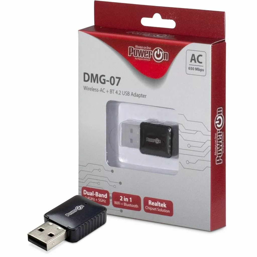 PowerON DMG-07 Wi-Fi 5 + BT4.2 USB Adapter 88888146 | pcx.hu