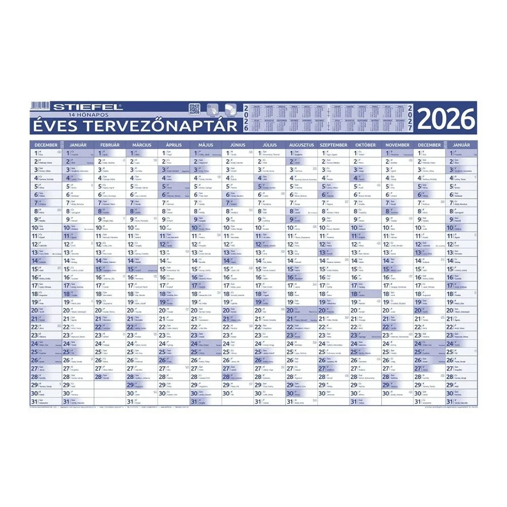 Calendar de planificare STIEFEL 2024 70x100 cm 2 pagini anual 14 luni ...