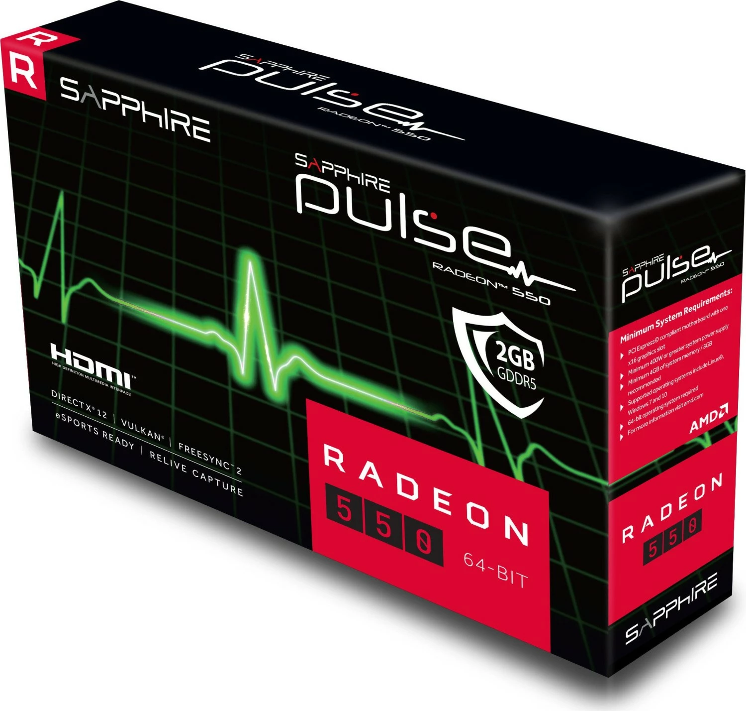 Sapphire Pulse RX 550 2G G5 64bit Lexa PRO 2GB GDDR5 videokártya (11268 ...