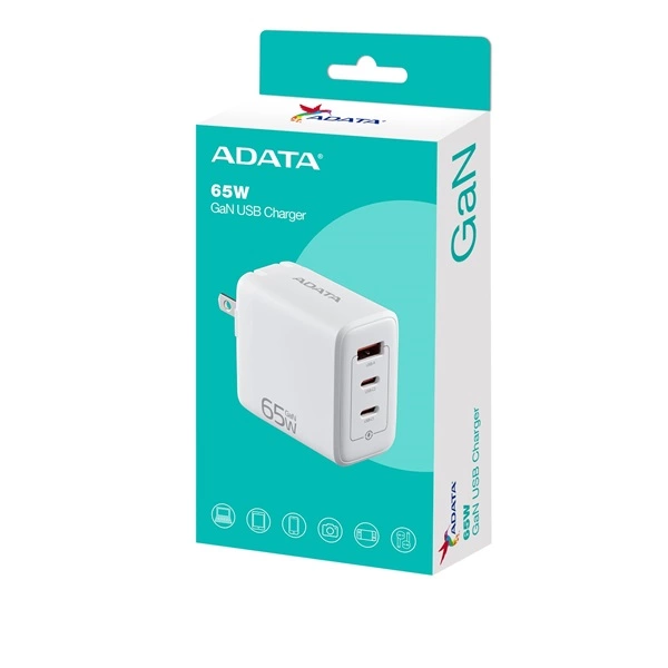 ADATA Fali gyorstöltő, GaN, Fehér, 65W CHARGERU-0653-QCPDWH | pcx.hu